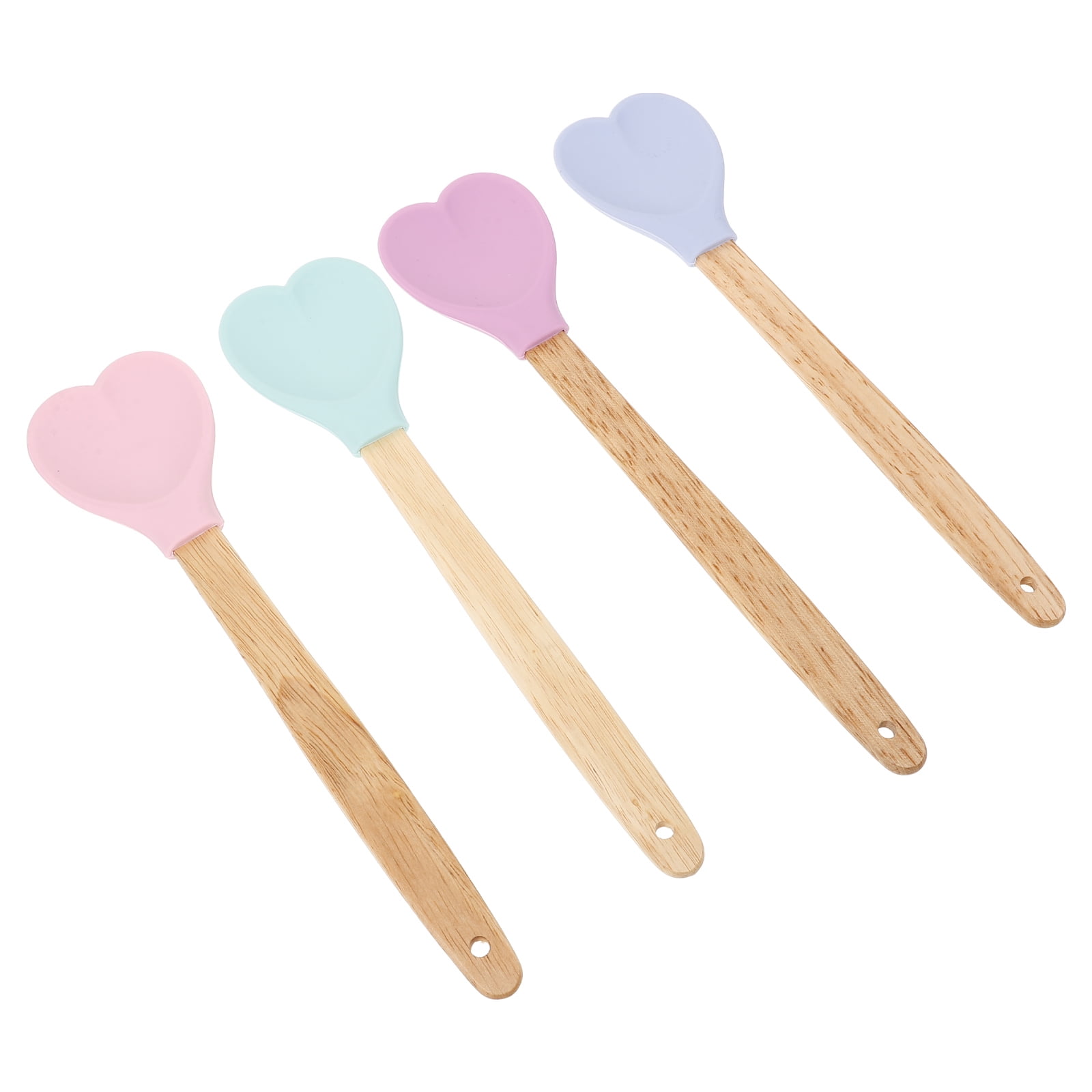 USHOBE Kitchen Tool Silicone Heart Shape Spoon Pink 4Pcs 11Inch ...