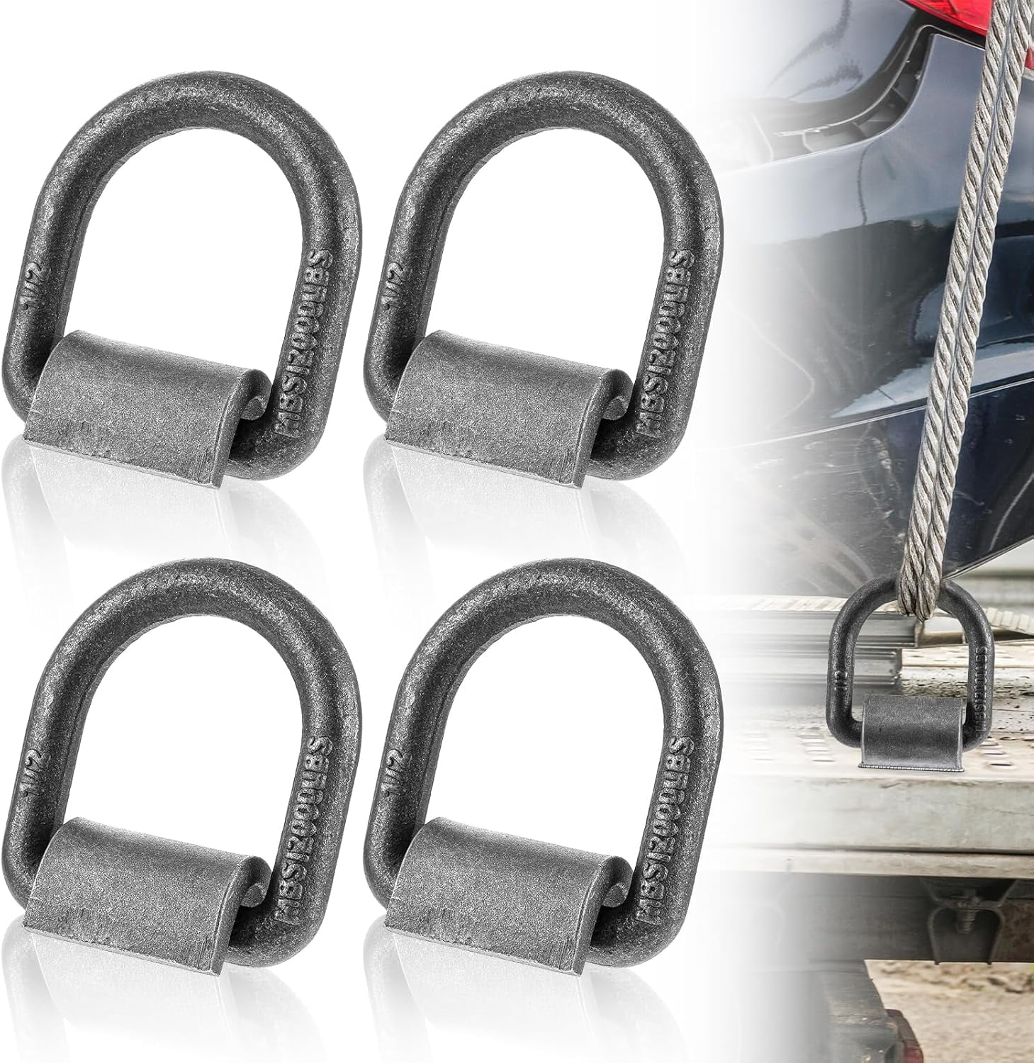4 Pcs Heavy Duty 12,000 lbs Weld On Forged D Ring | 1/2" D-Ring with ...