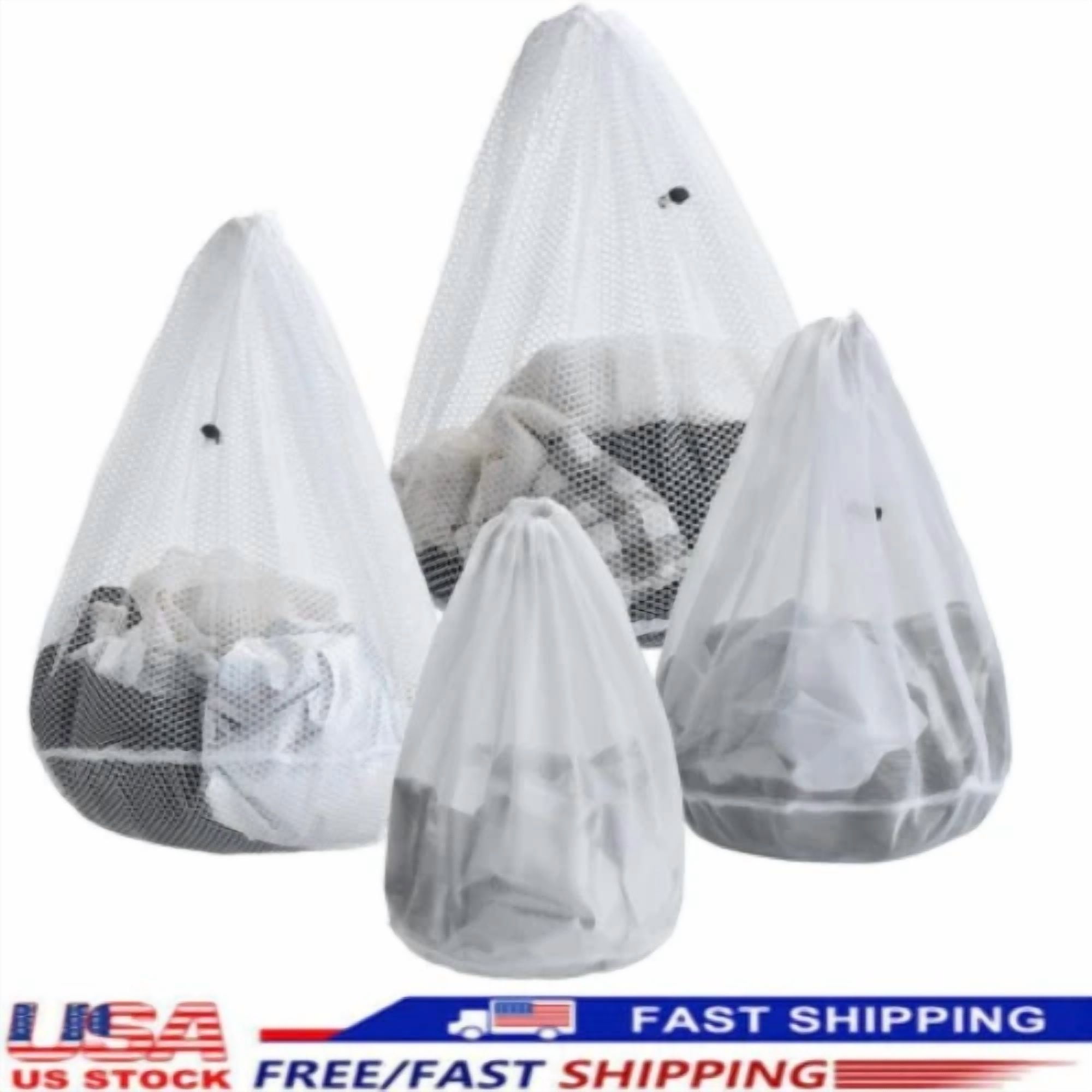 4 Pcs Heavy Duty Laundry Bag Large Mesh Wash Clothes With Drawstring ...