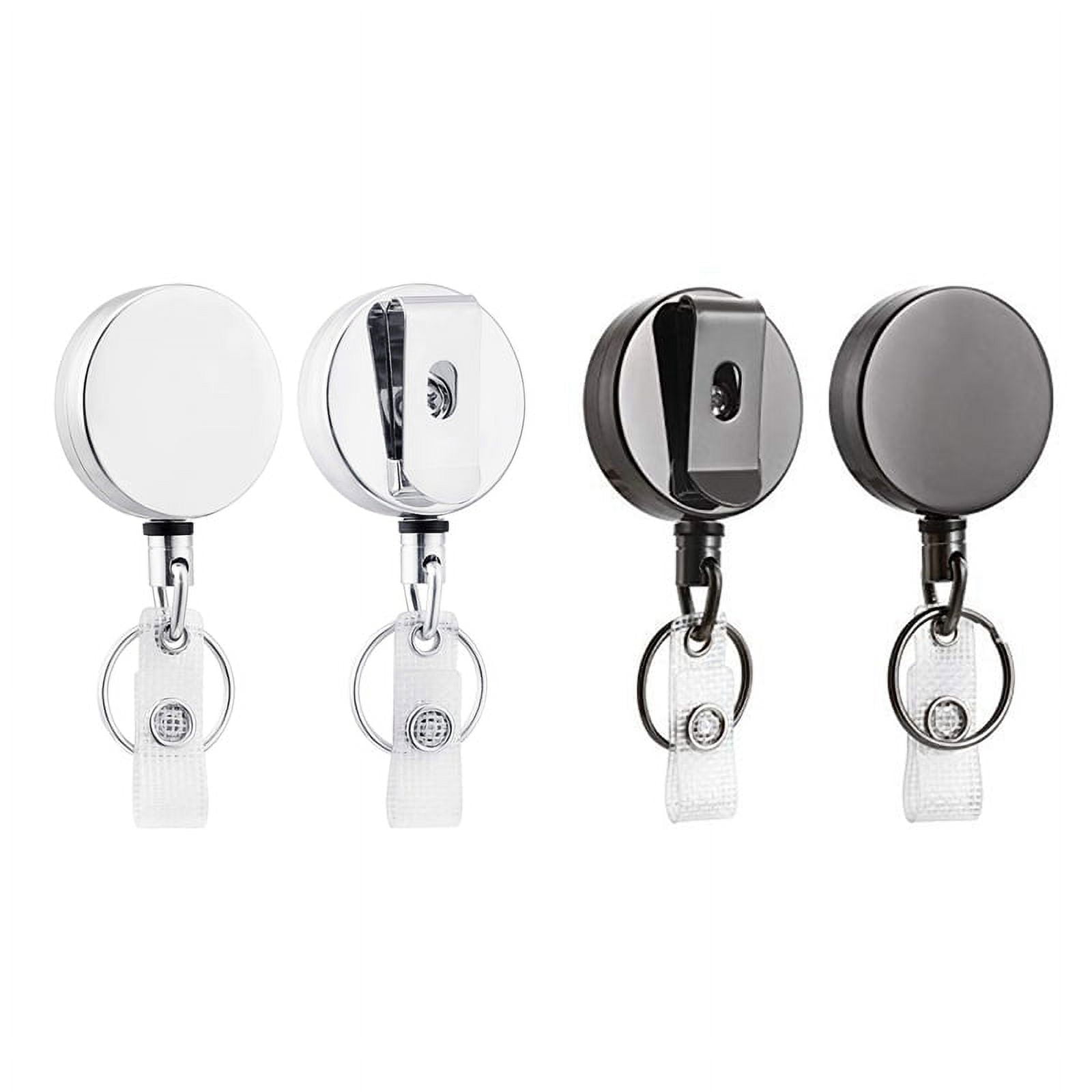 4 Pcs Heavy Duty Retractable Badge Holder Reel,Metal ID Badge Holder ...