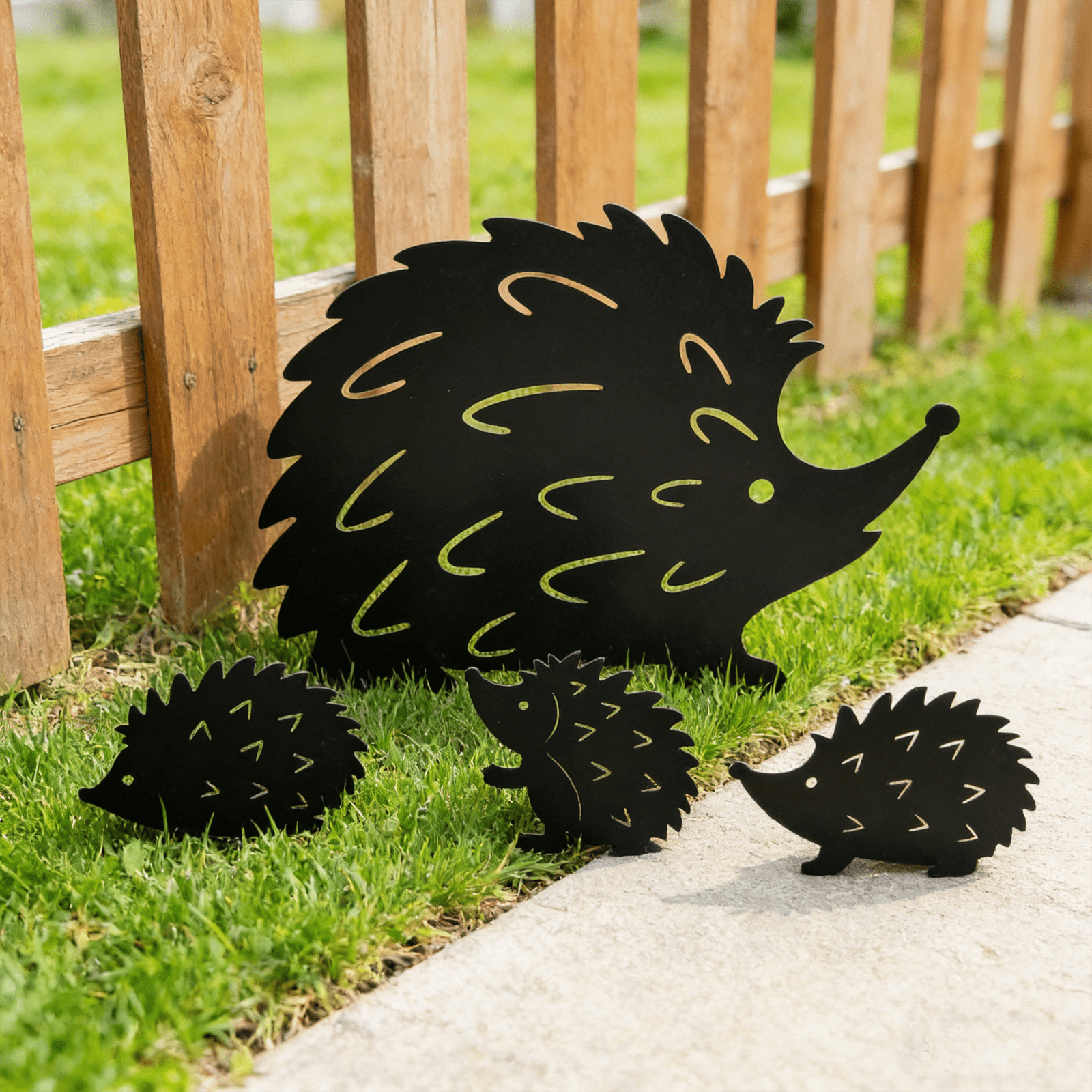 4 Pcs Hedgehog Family Yard Sign,Metal Animal Yard Decor,Black Hedgehog ...