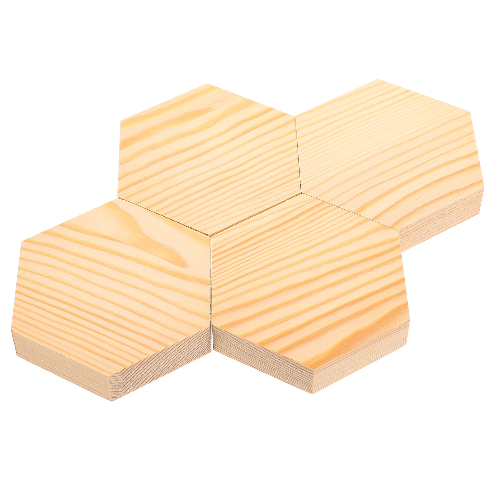RENACLIPY Hexagon Wood Ornaments Unfinished Wood Shapes Beige 4 Pieces ...