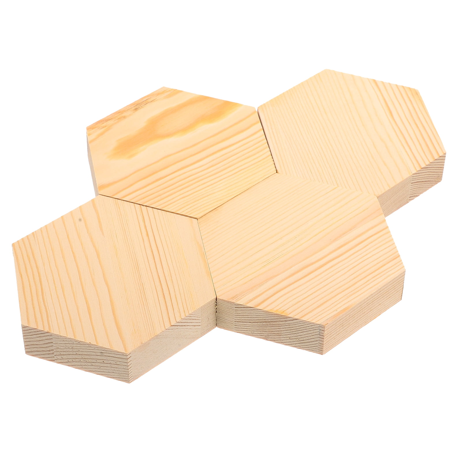 MERRYHAPY 4pcs Hexagon Wood Pieces Unfinished Blank Cutouts for DIY ...