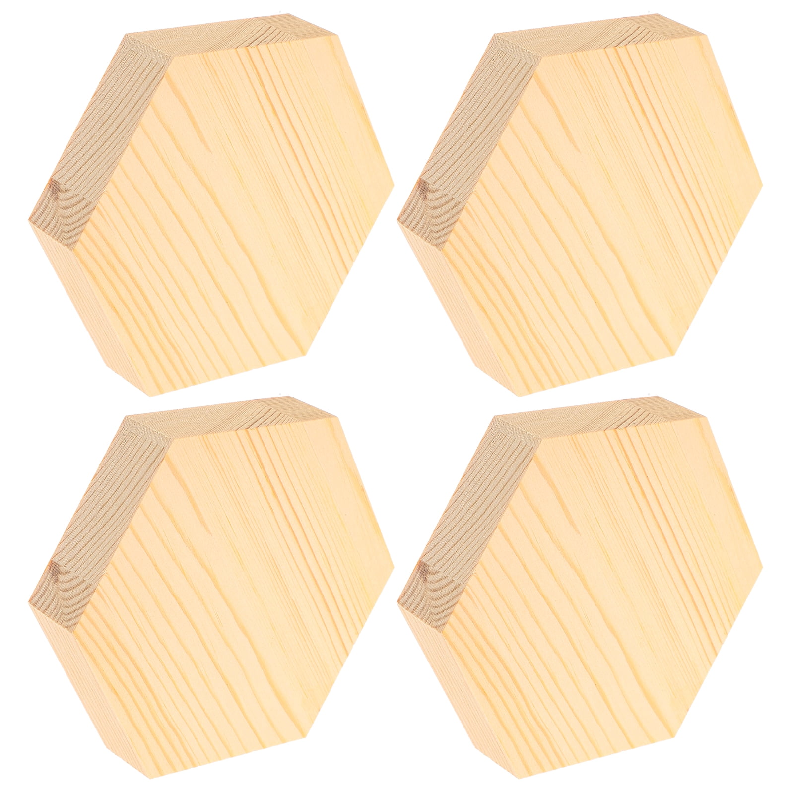 4 Pcs Hexagonal Pine Chips Wooden Ornaments Hexagon Cutouts Wooden ...