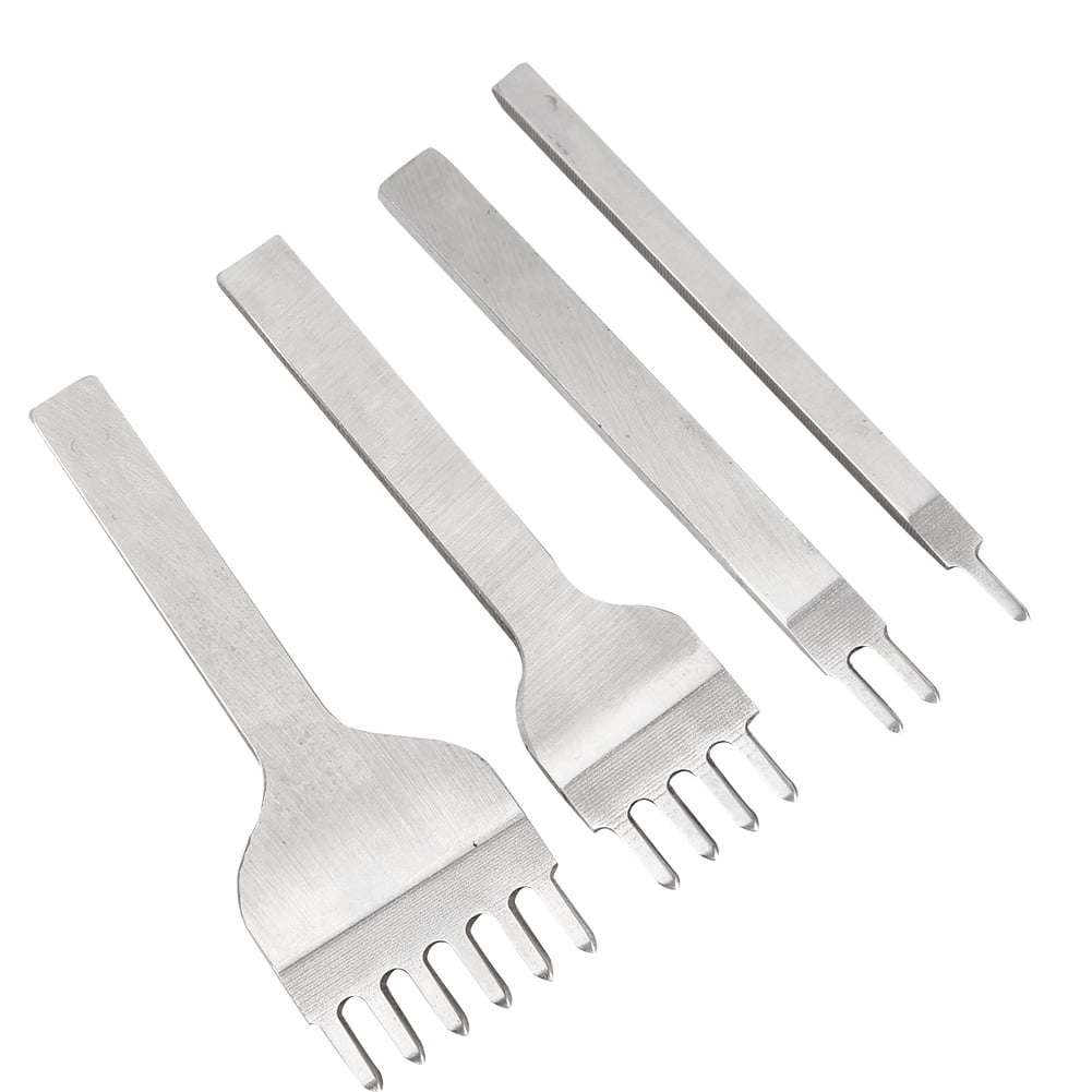 4 Pcs Hole Chisel 1+2+4+6 Prong Leather Punch Tool DIY Leather Craft ...
