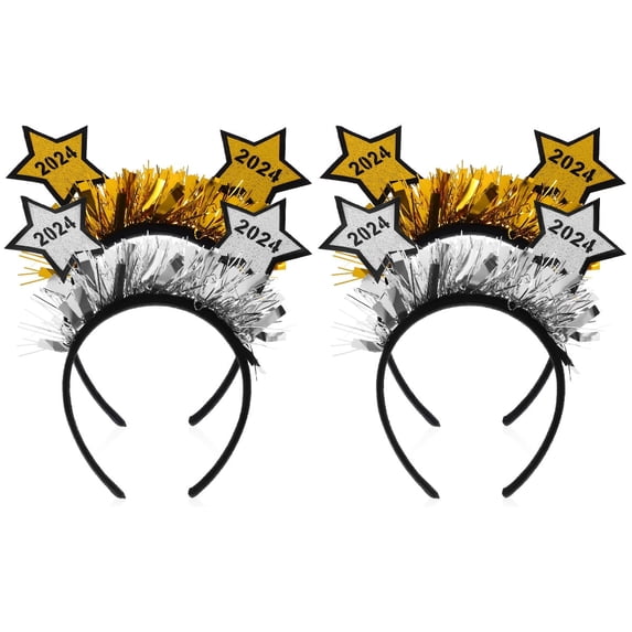 4 Pcs Holiday Supplies 2024 New Year Headband Gold Silver Five-pointed ...