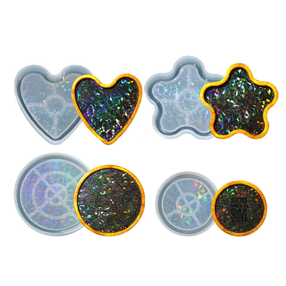 4 Pcs Holographic Resin Mold Silicone Molds For Epoxy Resin For Diy ...