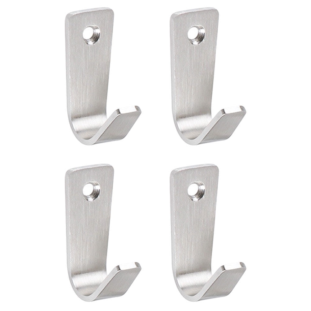 4 Pcs Home Supplies Multi-purpose Hooks Door Stopper Hanger Silver ...
