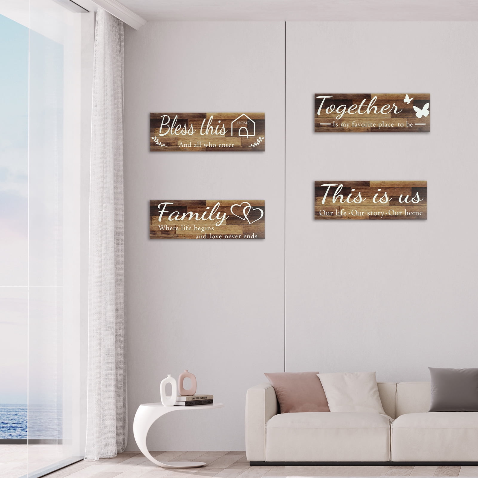 4 Pcs Home Wall Decor Signs Set Hanging This is Us Wall Decor Wooden ...