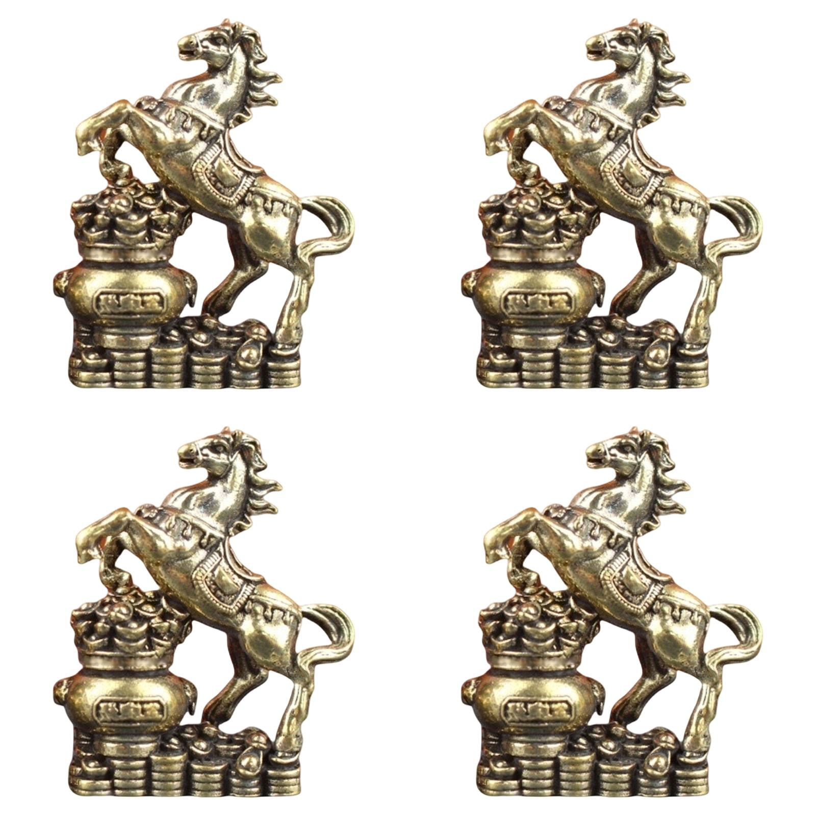 4 Pcs Horse Statue Feng Shui Horse Year Ornament Mini Brass Horse ...