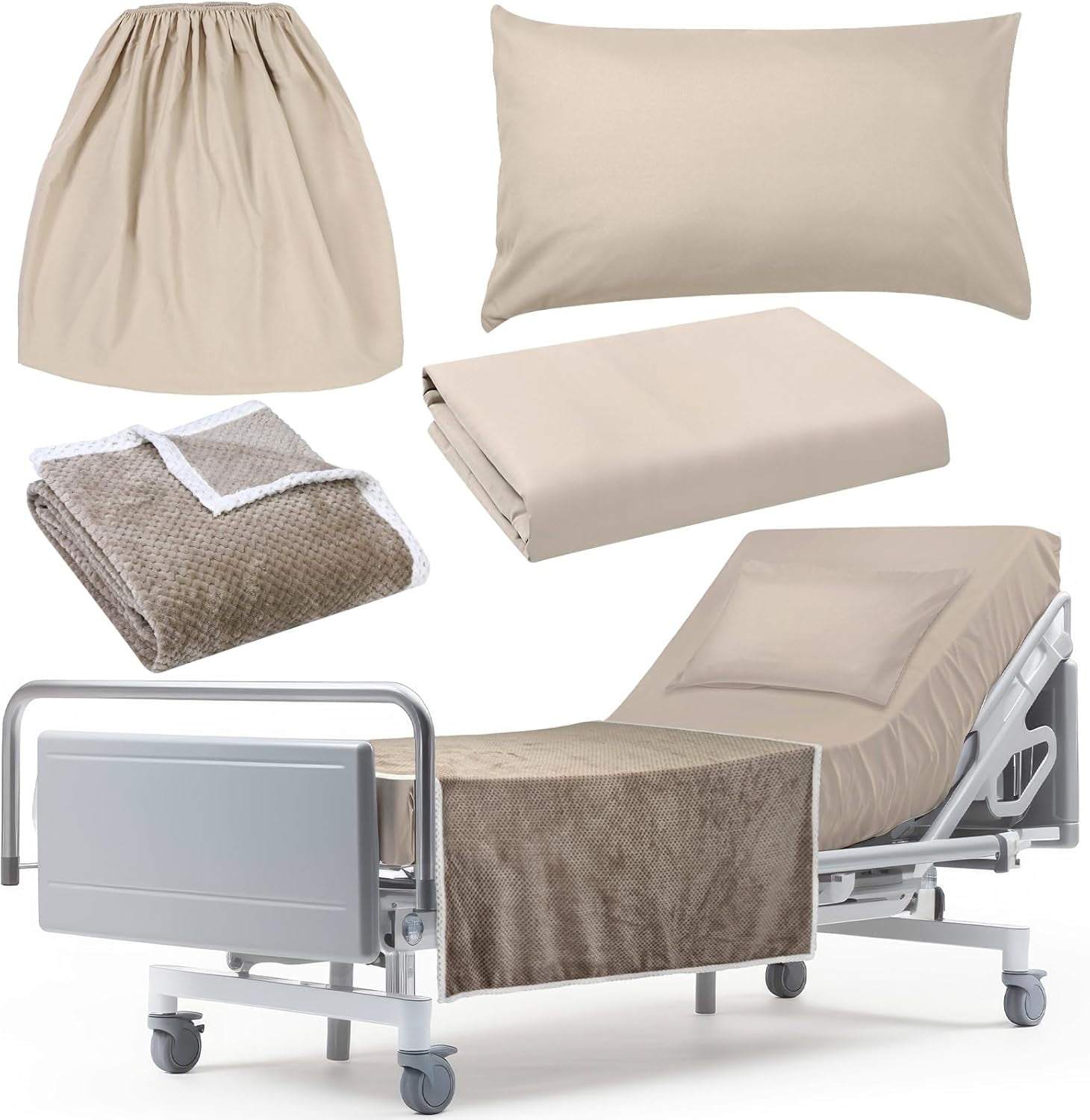 4 Pcs Hospital Bed Sheets Set, Soft Knitted Standard Sheets Quality ...