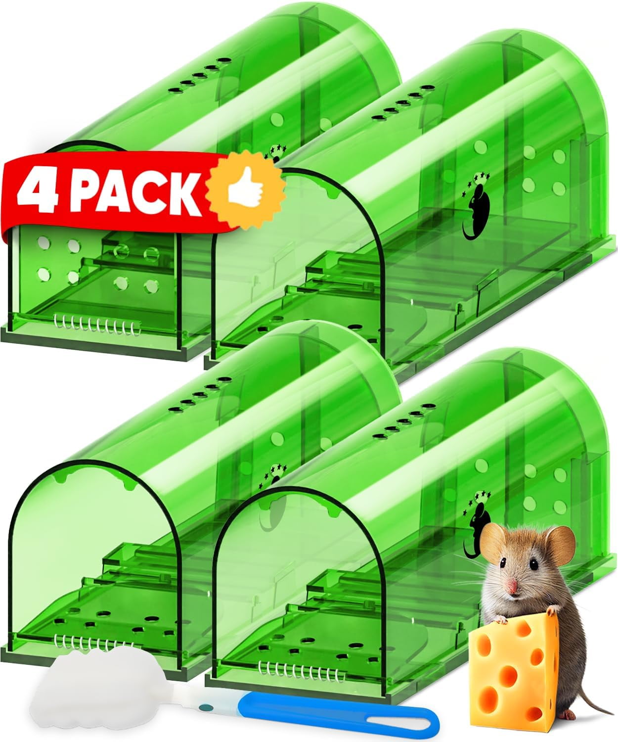 4 Pcs Humane Mouse Trap Catch and Release Mouse Traps Indoor for Home ...