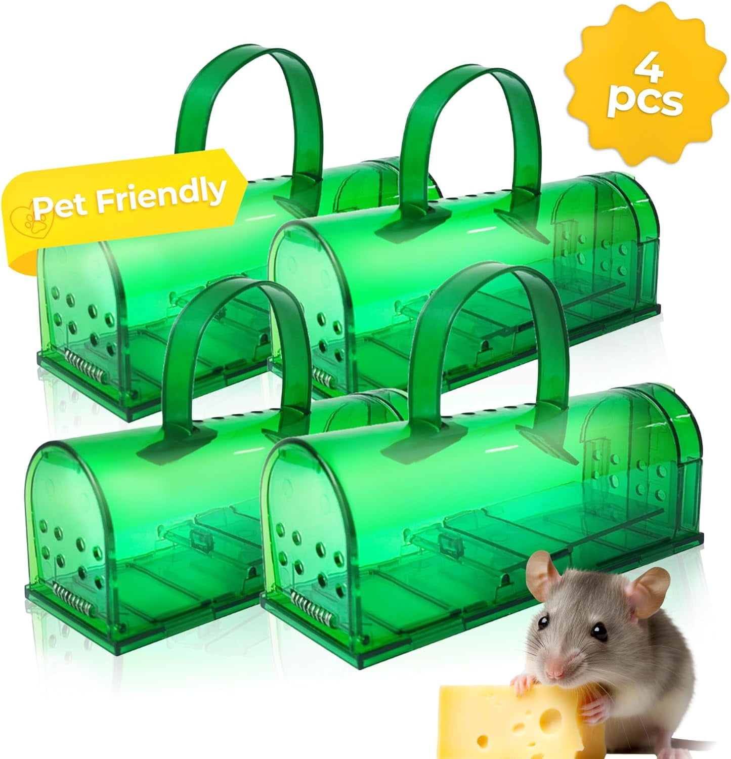 4 Pcs Humane Mouse Trap Catch and Release Mouse Traps Indoor for Home ...