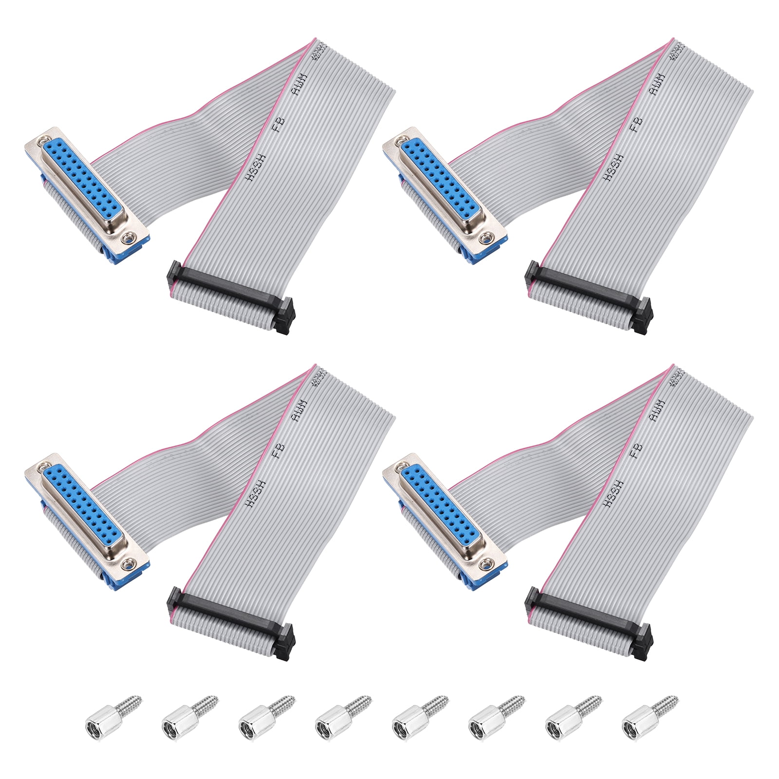 4 Pcs IDC Flat Ribbon Cable, 2.54mm Pitch 32mm Width 20cm Long 26Pin DB25 Female to FC-26P Flat ...