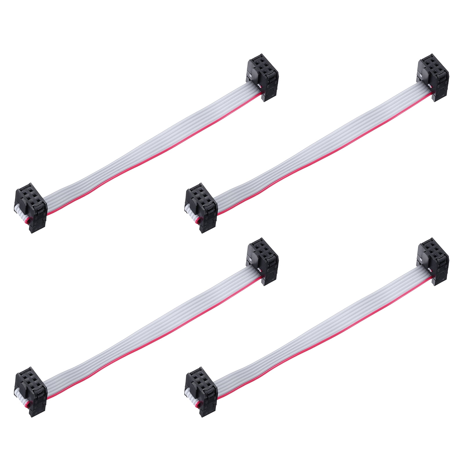 4 Pcs IDC Flat Ribbon Cable, 2.54mm Pitch 7.5mm Width 10cm Long 6 Pin FC to FC Flat Ribbon ...