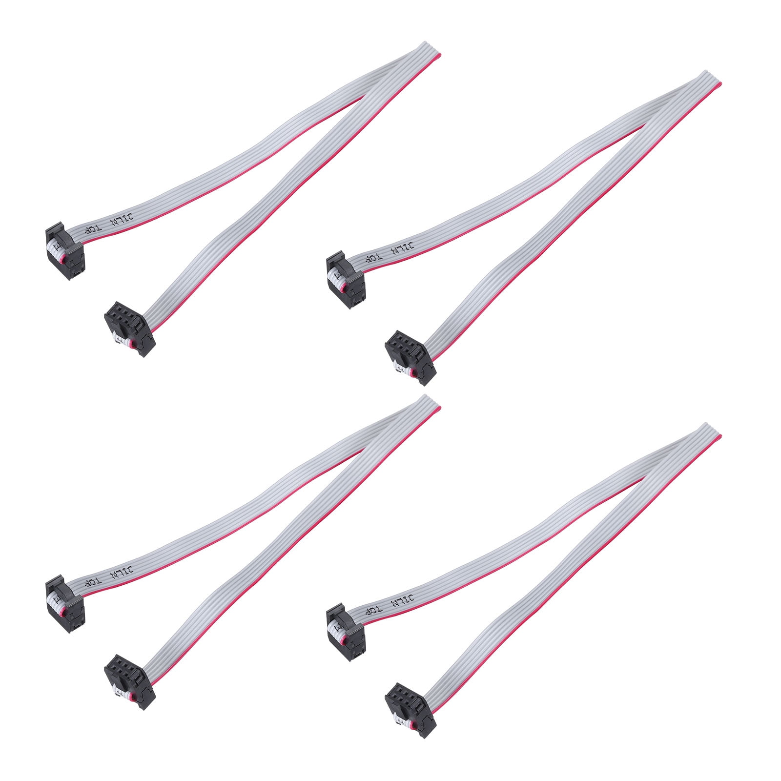 4 Pcs IDC Flat Ribbon Cable, 2.54mm Pitch 7mm Width 30cm Long 6 Pin FC to FC Flat Ribbon ...