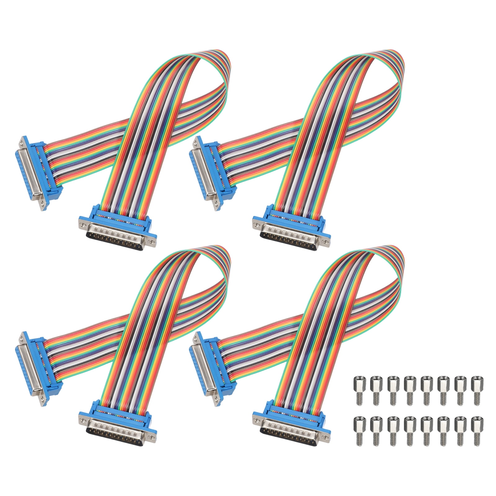 4 Pcs IDC Rainbow Wire Flat Ribbon Cable DB25 Male to DB25 Female 11.8 ...