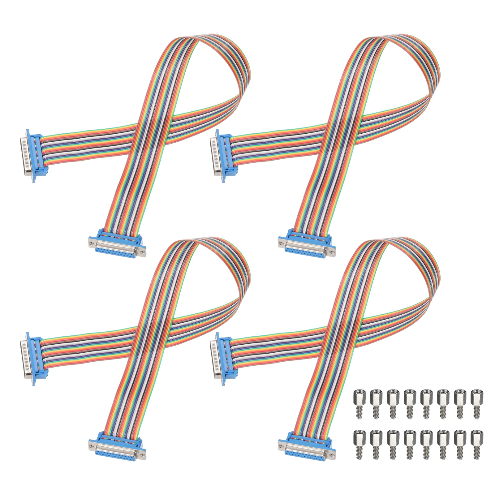 4 Pcs IDC Rainbow Wire Flat Ribbon Cable DB25 Male to DB25 Female 19.7 ...