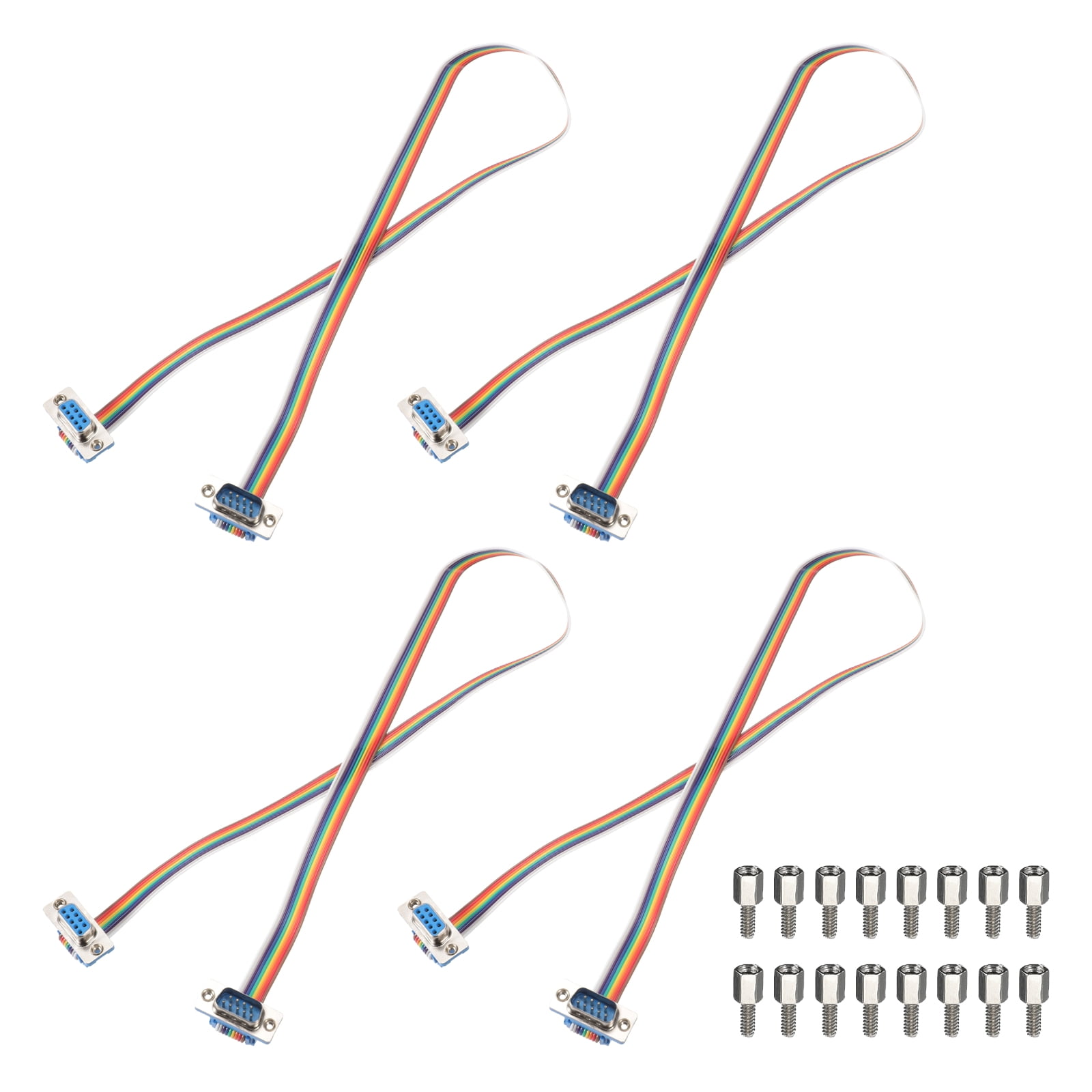 4 Pcs IDC Rainbow Wire Flat Ribbon Cable DB9 Male to DB9 Female 19.7 ...