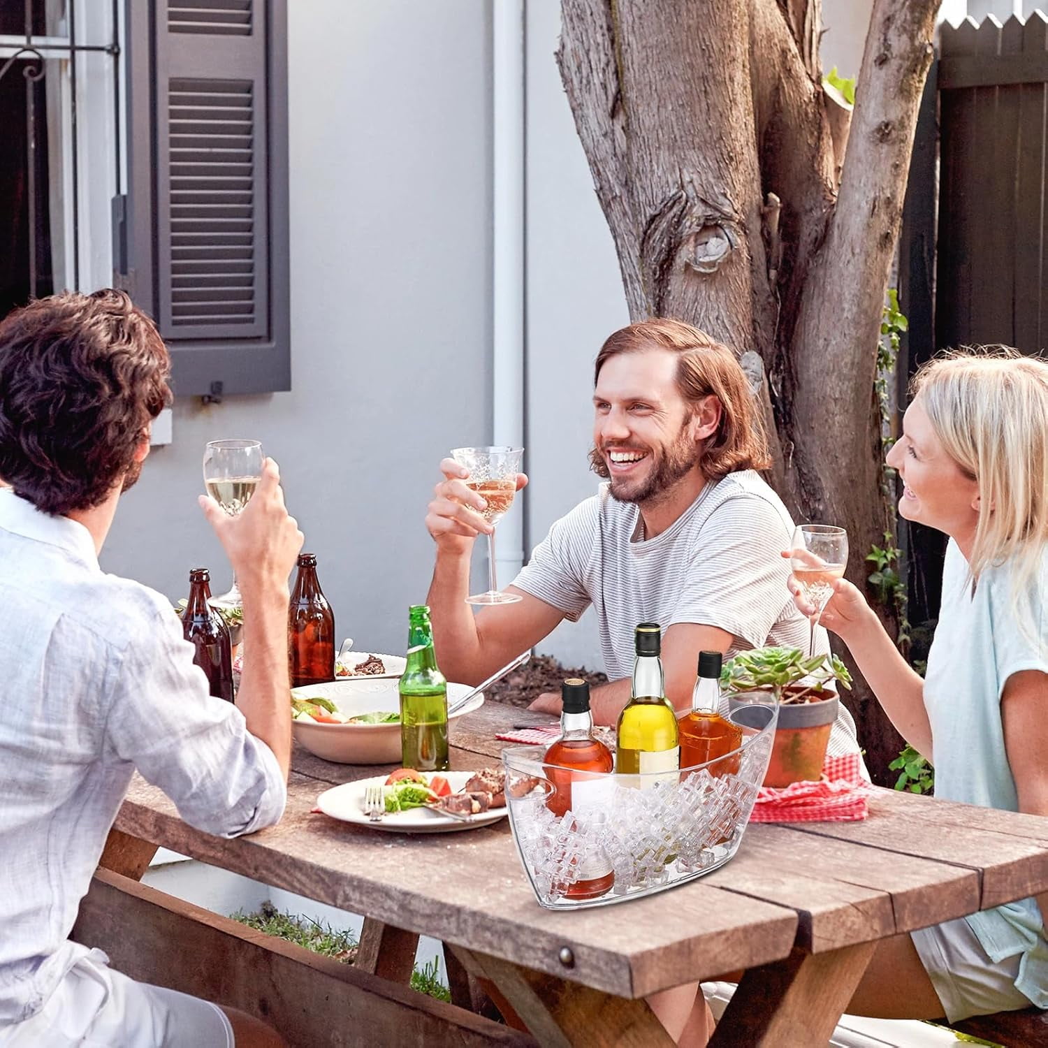 4 Pcs Ice Bucket for Parties Clear Bar Supplies 5.5 Liter Acrylic ...