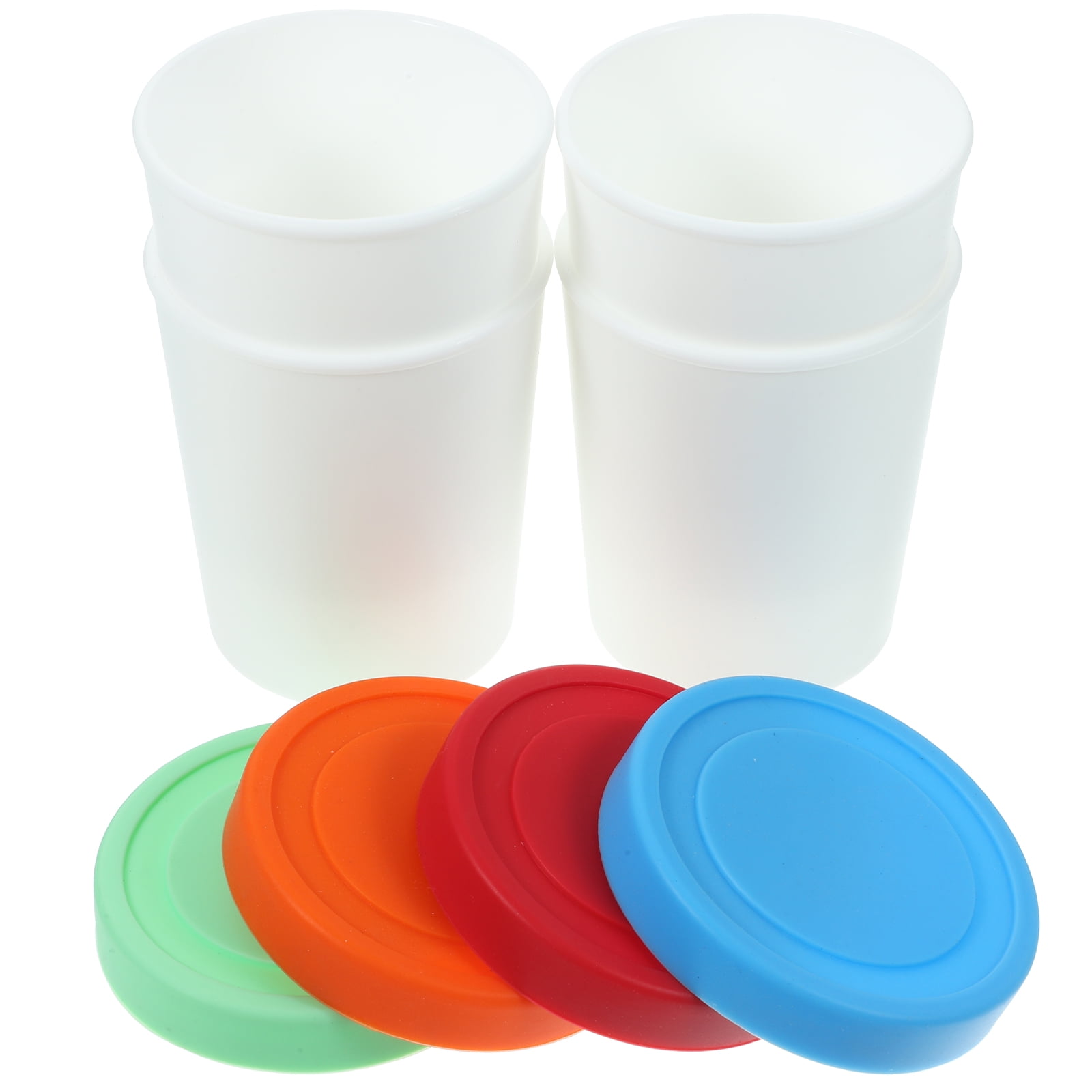 4 Pcs Silicone Ice Cream Cups with Lids, Round Dessert Bowls for ...