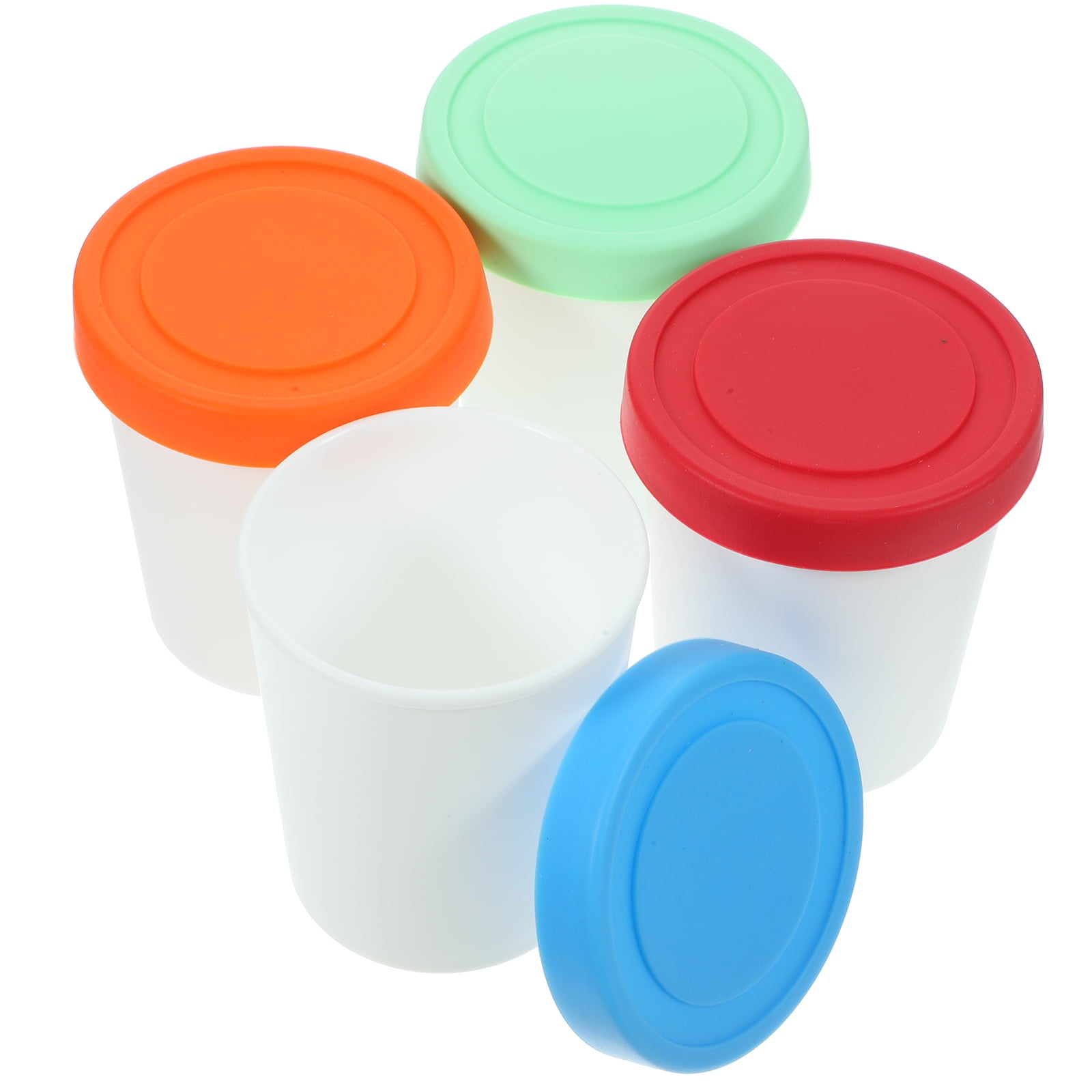 4 Pcs Ice Cream Cup Sealed Containers for Food Round Silicone ...