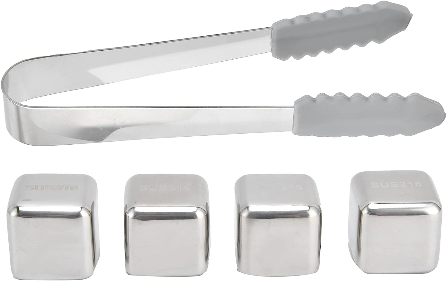 4 Pcs Ice Cubes Set Stainless Steel Ice Cubes Reusable Whisky Ice Cubes ...