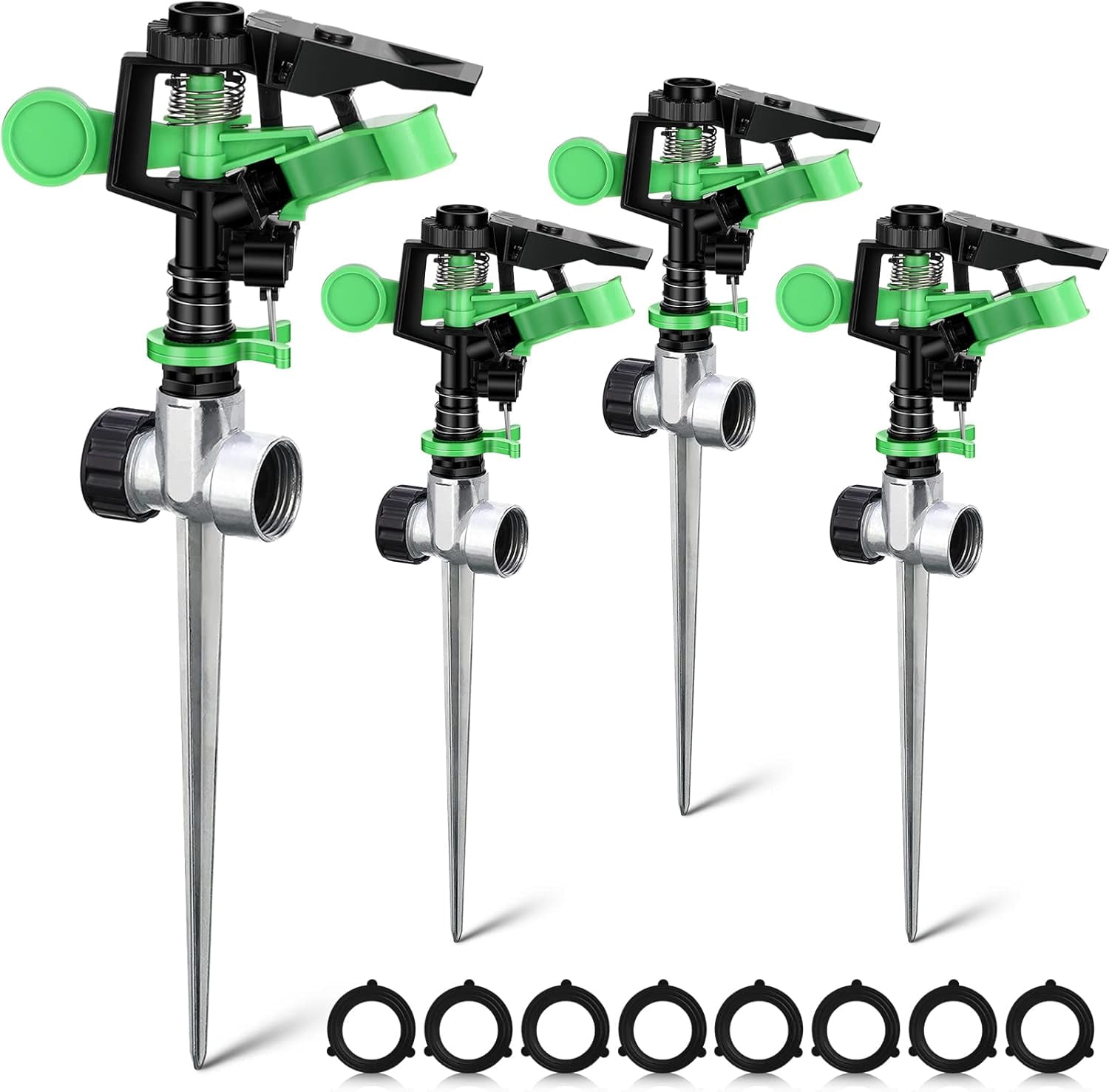 4 Pcs Impact Lawn Sprinkler for Yard Heavy Duty Water Plastic Head with ...