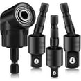 4 Pcs Impact Socket Adapter Set 90 Degree right angle Drill Attachment 360° Rotatable 1/4 3/8 1/ ...