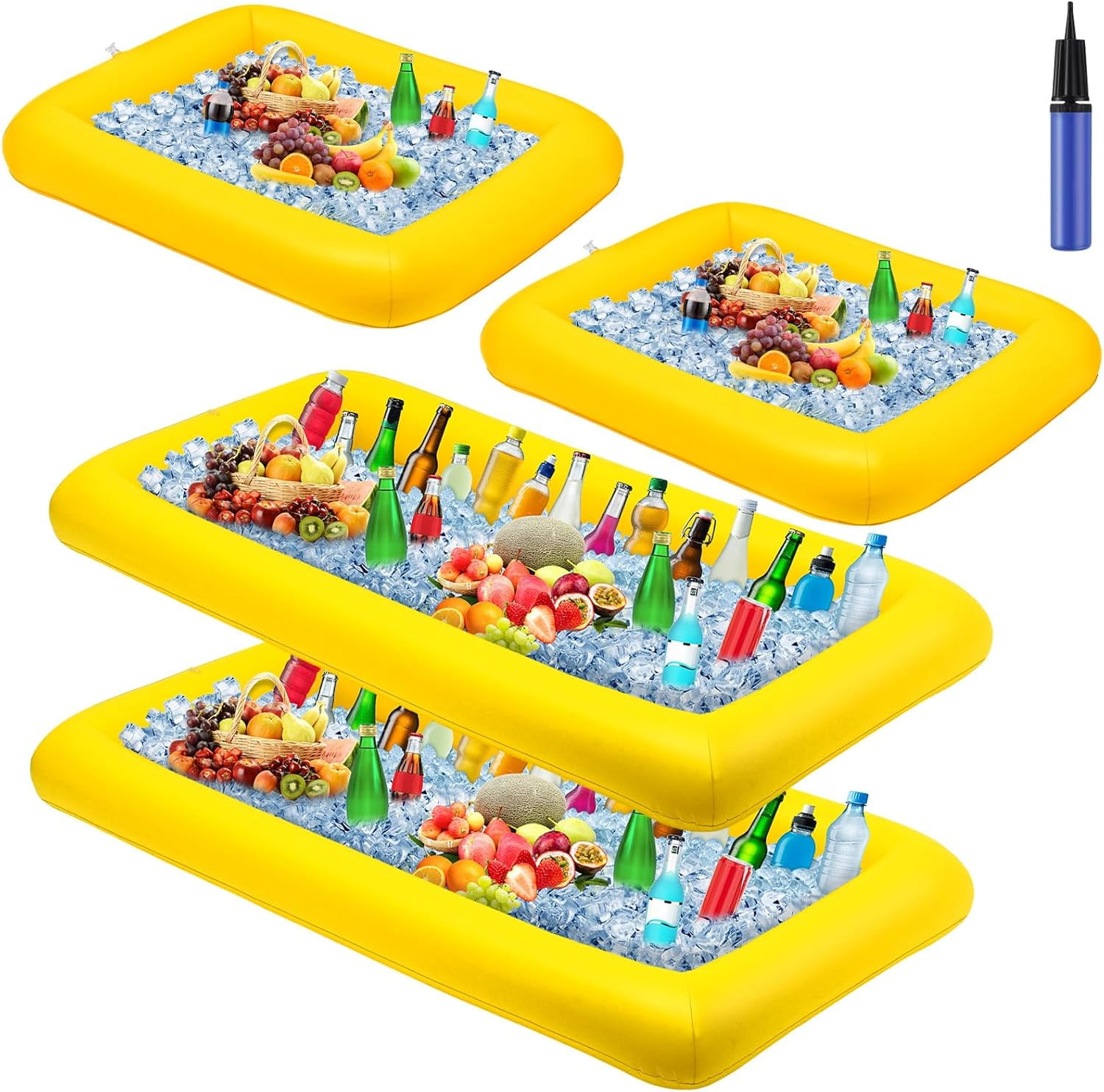 4 Pcs Inflatable Ice Serving Bars Buffet Serving Tray Drink Cooler for ...
