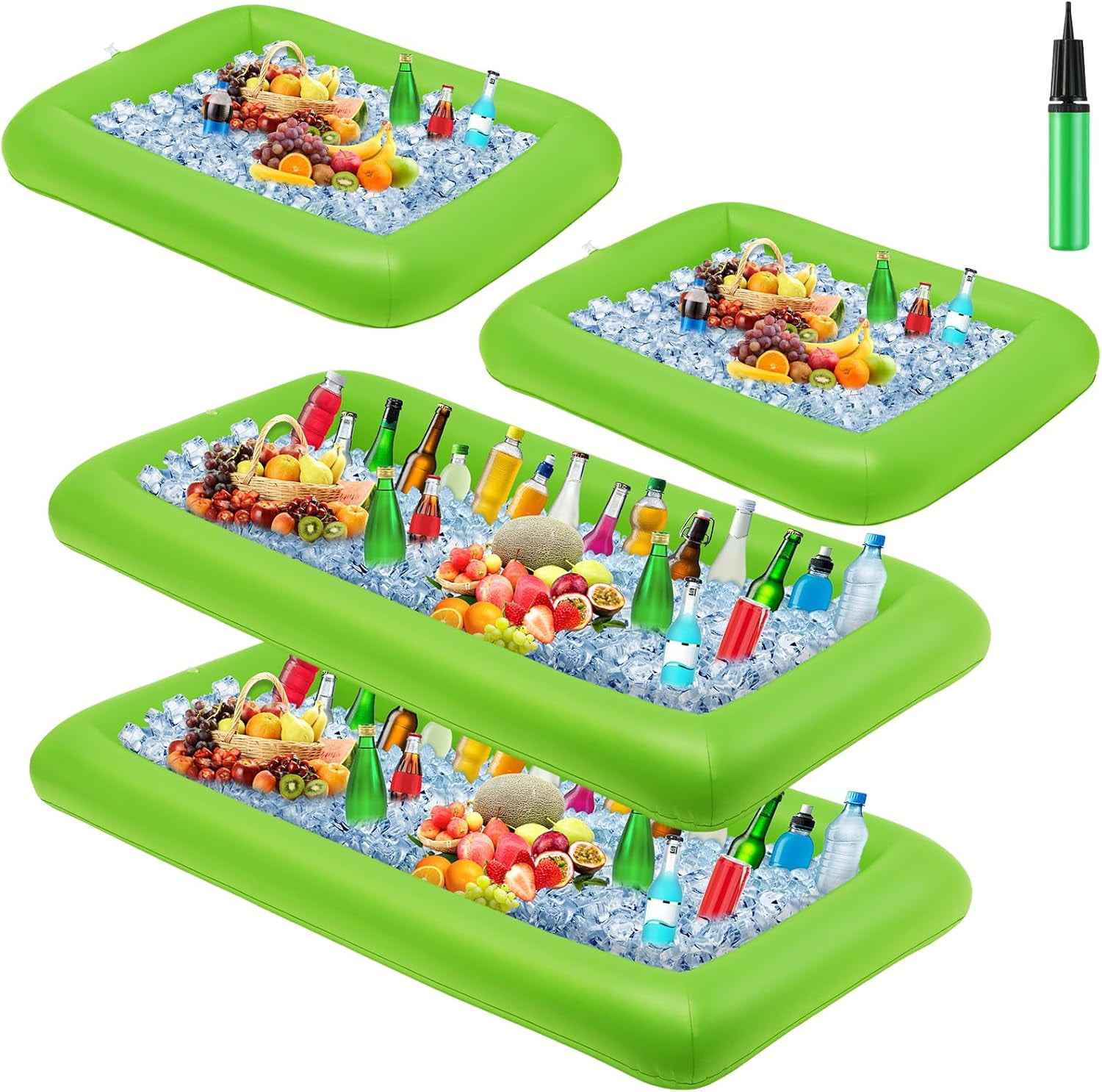 4 Pcs Inflatable Ice Serving Bars Buffet Serving Tray Drink Cooler for ...