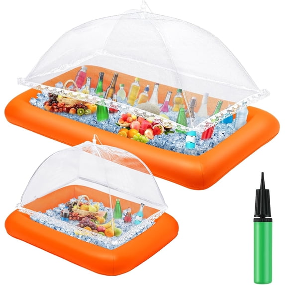 4 Pcs Inflatable Ice Tray Serving Bar Buffet Set 2 Pcs Food Umbrella ...
