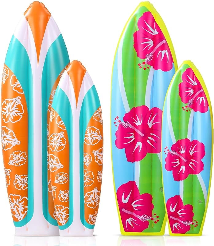 4 Pcs Inflatable Surf Board Inflatable Luau Party Decorations Blow up ...
