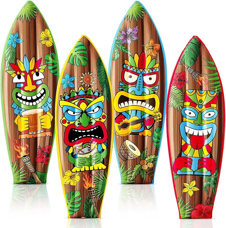4 Pcs Inflatable Surf Board Inflatable Luau Party Decorations Blow up ...