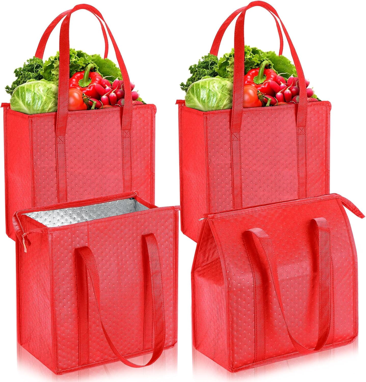 4 Pcs Insulated Grocery Bags Insulated Cooler Tote Bag Reusable ...