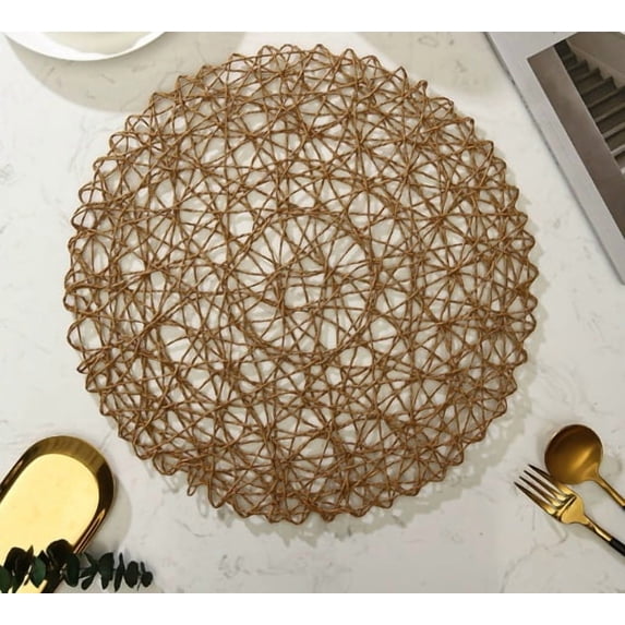 4 Pcs Insulated Round Table Mats - Woven Straw Coasters & Pot Mats for ...