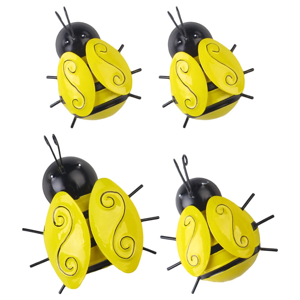 4 Pcs Iron Bee Wall Decor Outdoor Murdle Hanging Garden Ornament The ...