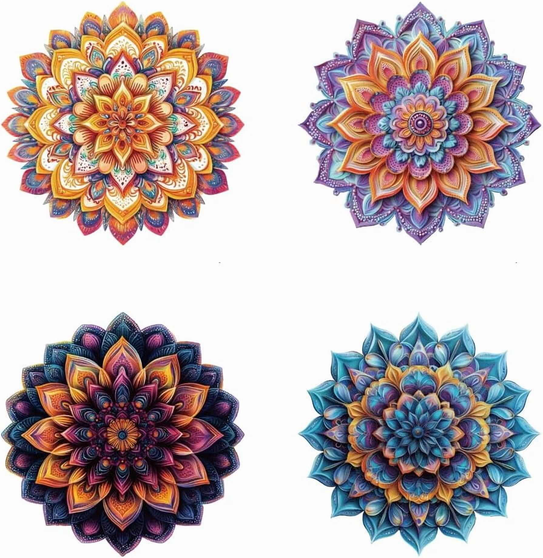 4 Pcs Iron on Decals Patches 4 Sizes Mandala Pattern Iron on Stickers ...