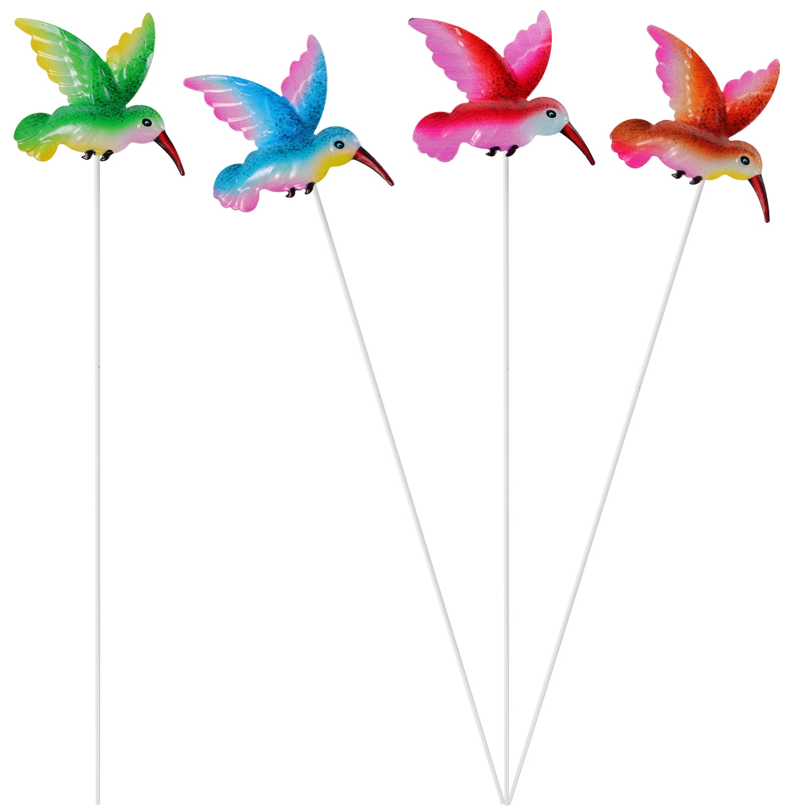 4 Pcs Iron Garden Insert Hummingbird Stakes Metal Decor Home Outdoor ...