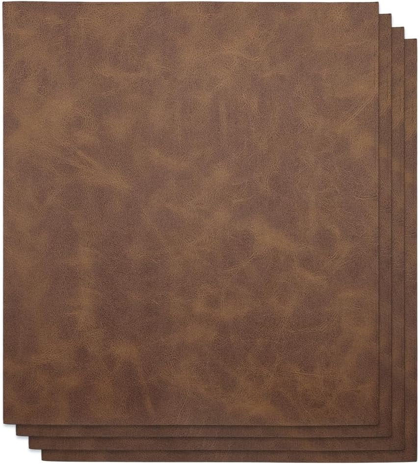 4 Pcs Iron on PU Leather Sheet 10.2x11.8inch Saddle Brown Blank Hotfix Faux Leather Patch with ...