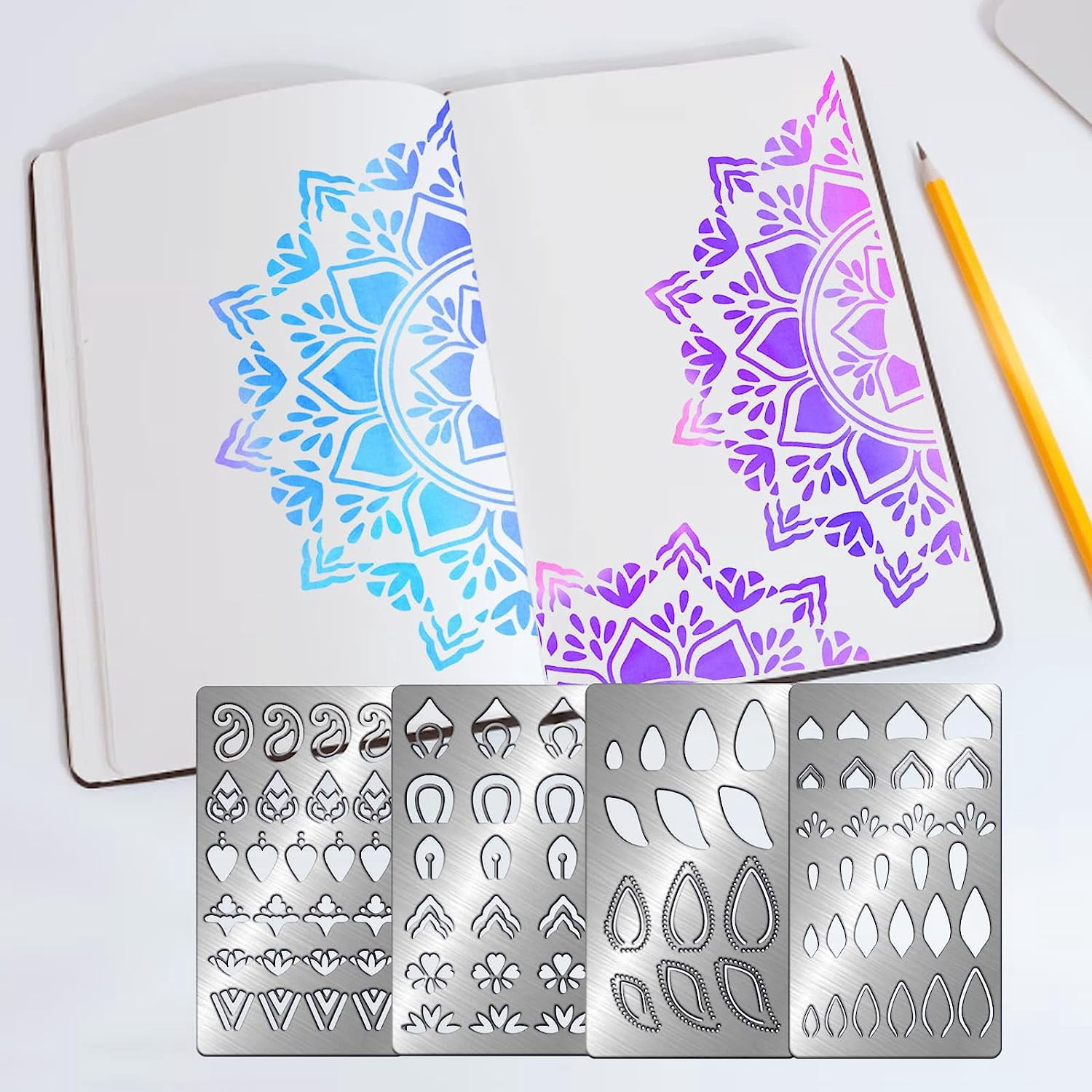 4 Pcs Irregular Elements Metal Journal Stencil Metal Painting Template ...