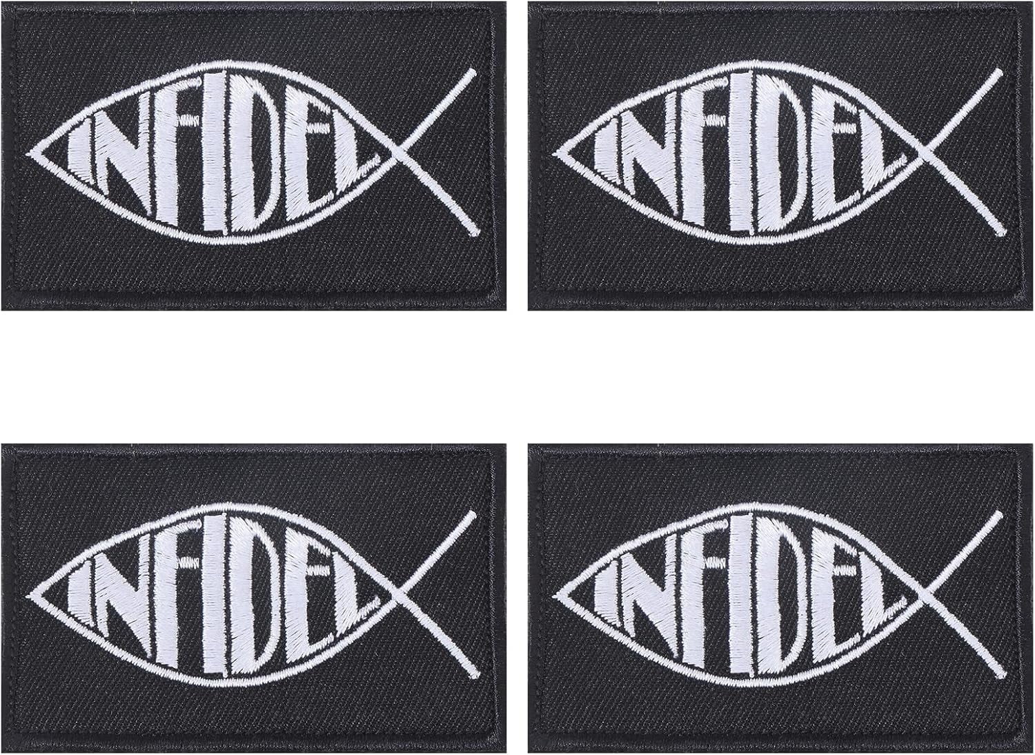 4 Pcs Jesus Fish Tactical Morale Patches Man Embroidered Applique ...