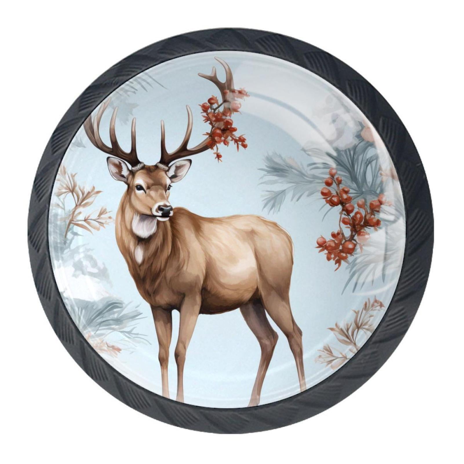 4 Pcs Jungle Elk Knobs for Kitchen Cabinet Cupboard Dresser Bookcase ...