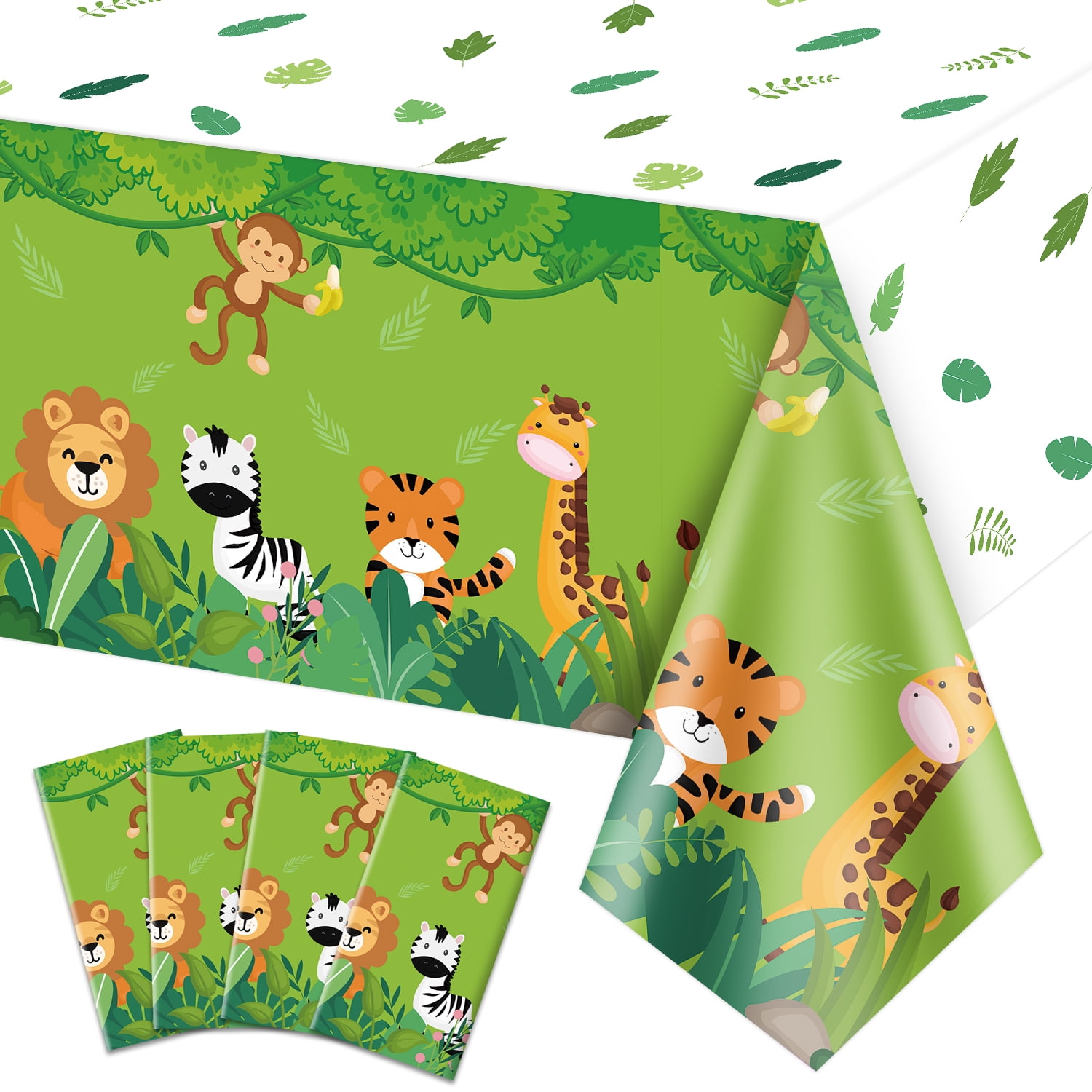 4 Pcs Jungle Safari Tablecloths Wild One Table Covers Disposable ...