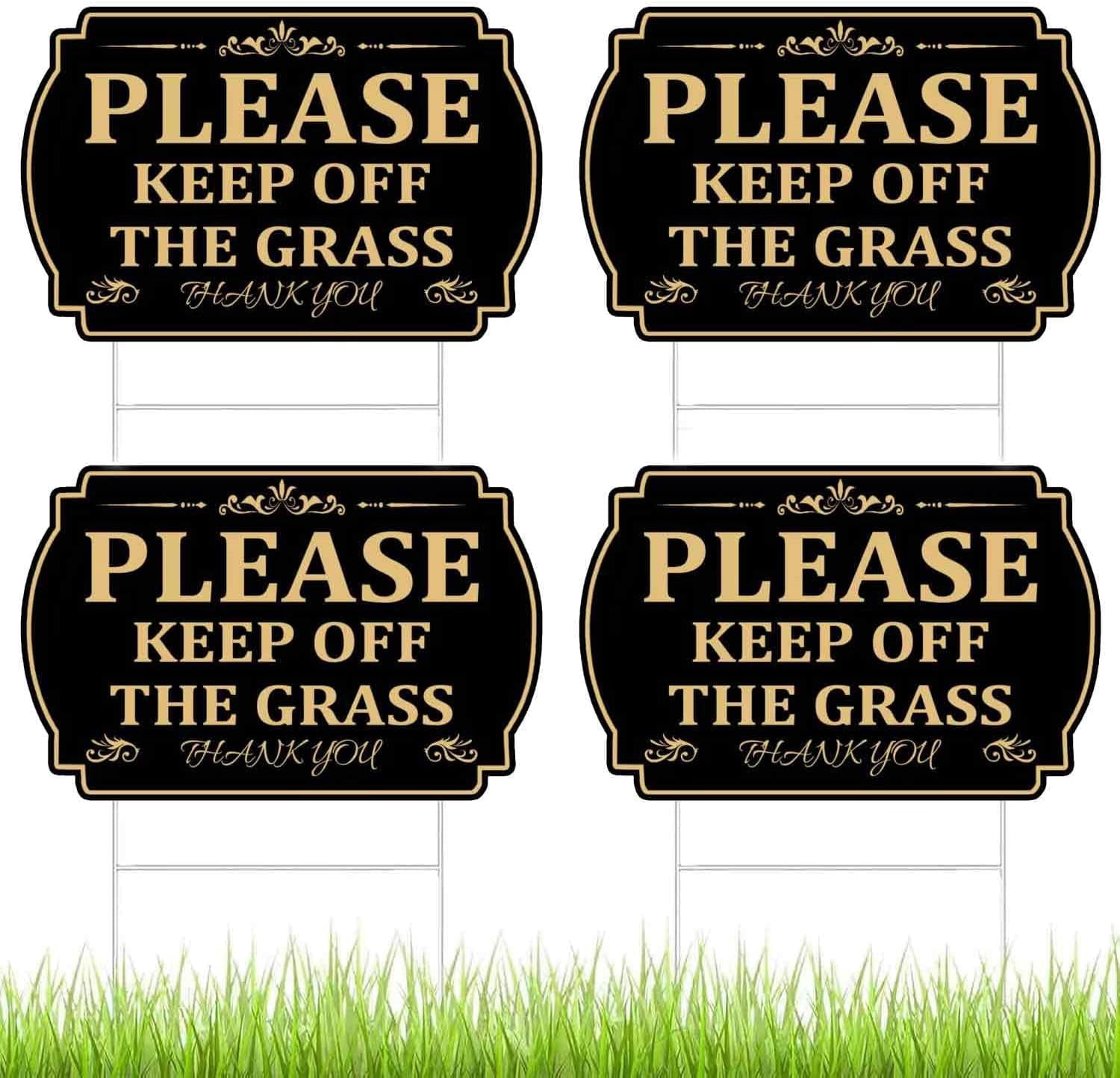 4 Pcs Keep Off Grass Signs for Yard with Strong Stakes 12''x 8'' Stay ...