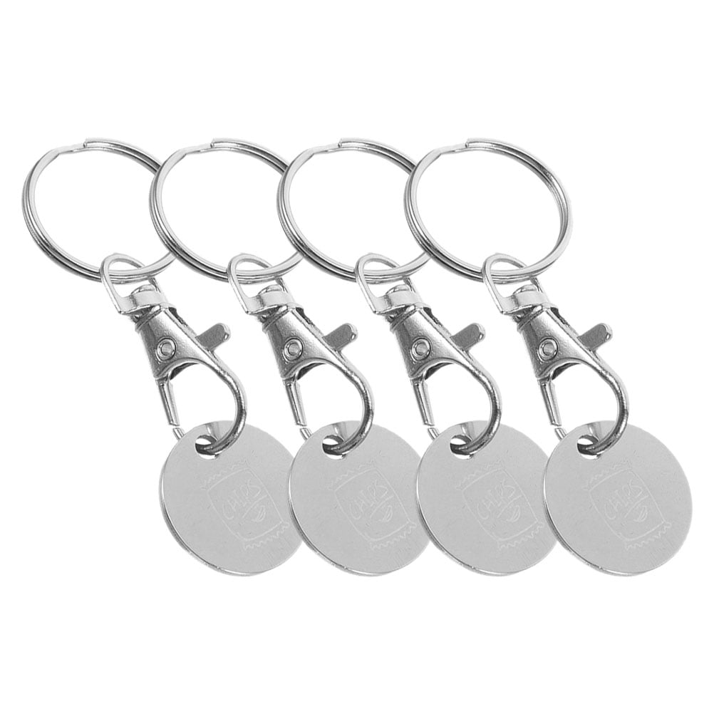 Homoyoyo cart keychain Shopping Trolley Token Keychain Silver 4 Pcs ...