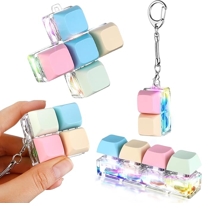 4 Pcs Keyboard Fidget Keychain Decompression Toys Keyboard Fidget ...