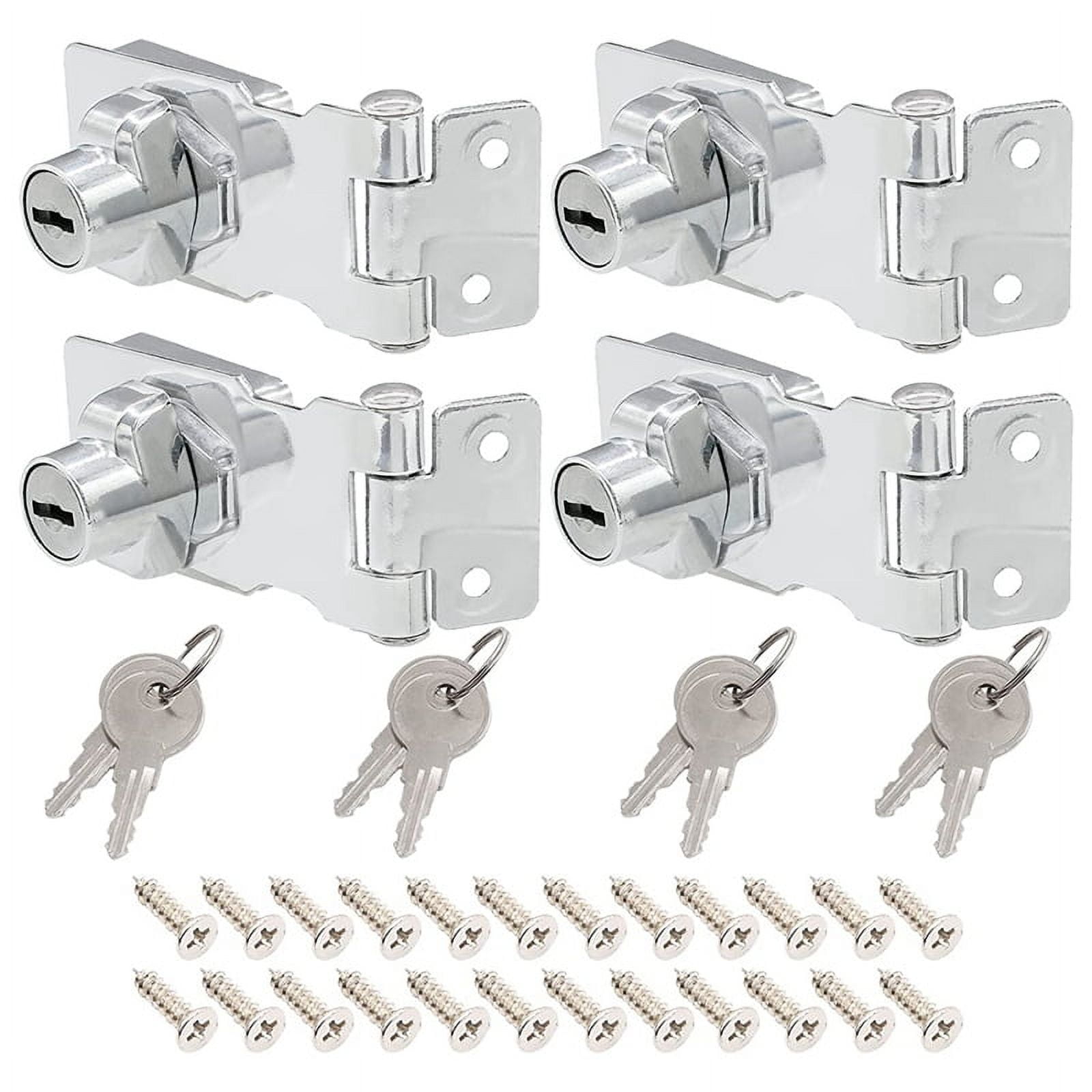 4 Pcs Keyed Hasp Locks 2.5 Inch Twist Knob Keyed Locking Hasp, Metal ...