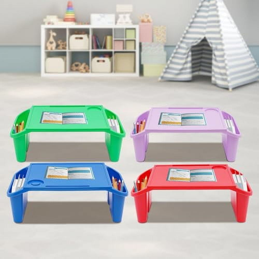 4 Pcs Kids Lap Desk Tray, Plastic Breakfast Laptop Trays Portable with ...