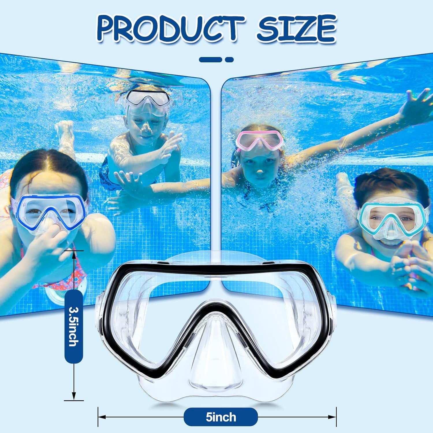 4 Pcs Kids Nose Goggles Swim Mask with Anti Fog Tempered Glass for 3-8 ...